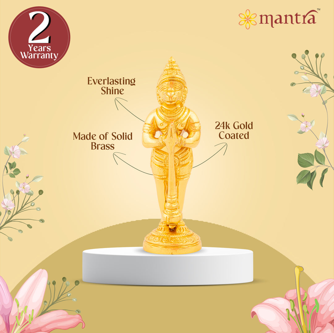 MANTRA DIVIT Pure Brass Made God Hanuman Idol (24K Gold Plated) (5.6 ...