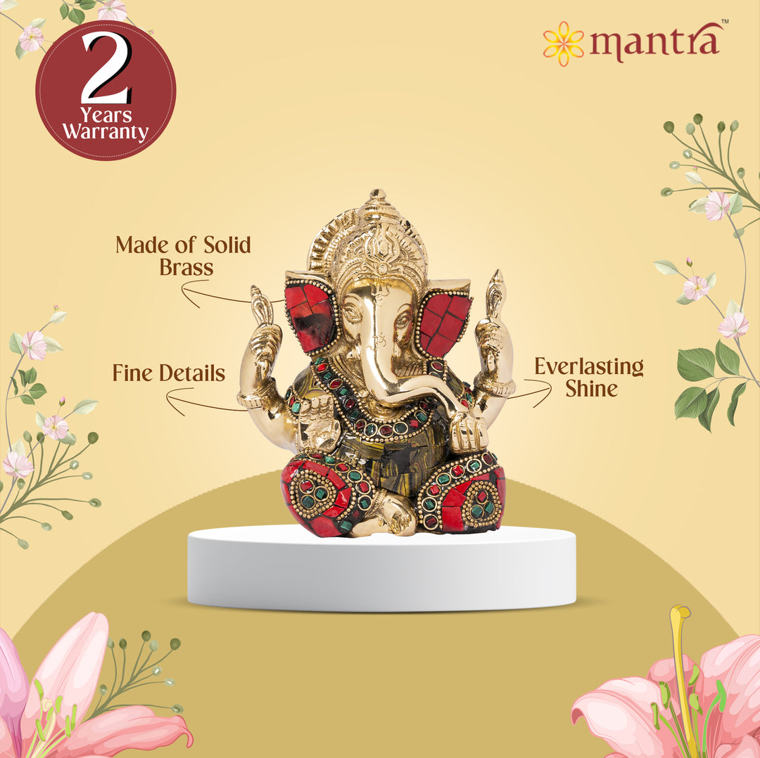 MANTRA DIVIT Appu Vinayagar Ganesha Idol with Gem Stone Designs | Pure ...