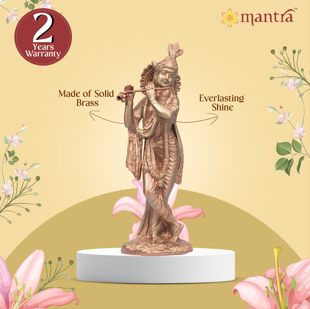 MANTRA DIVIT Lord Krishna Idol For Home | Pure Brass Made Krishna Stat ...