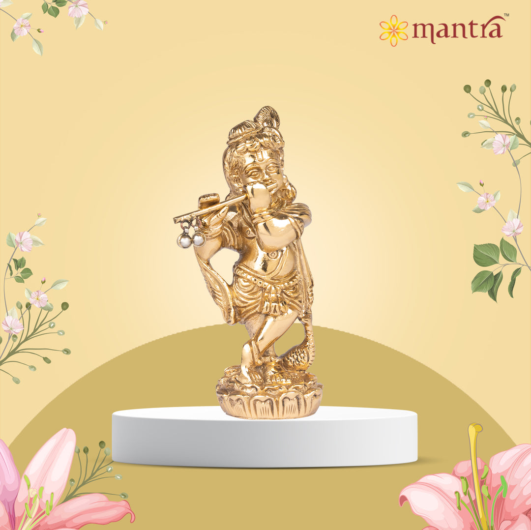 MANTRA DIVIT Lord Krishna Idol For Home | Pure Brass Made Krishna Stat ...