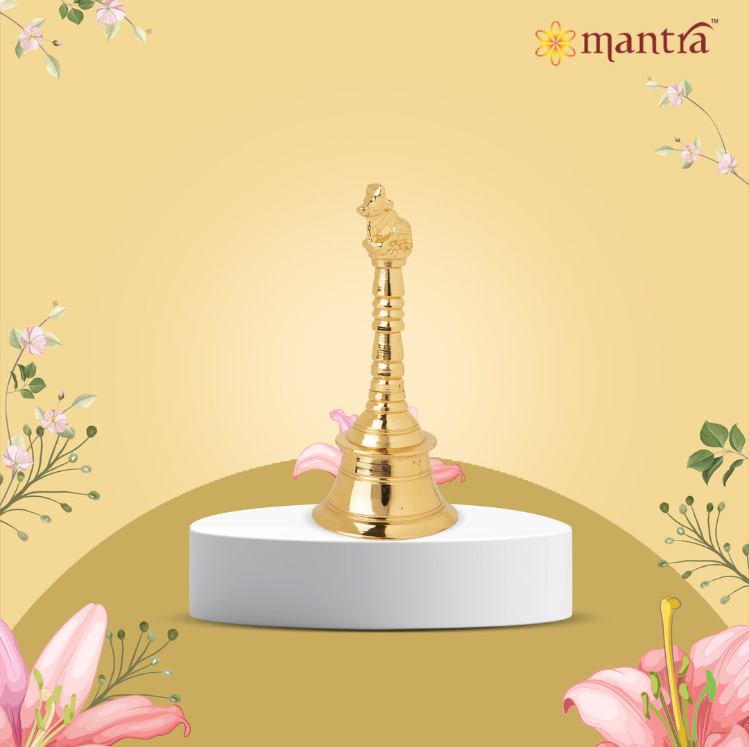 MANTRA MUKTI Nandi Pooja Bell for Home Mandir | Brass Bell for Pooja R ...