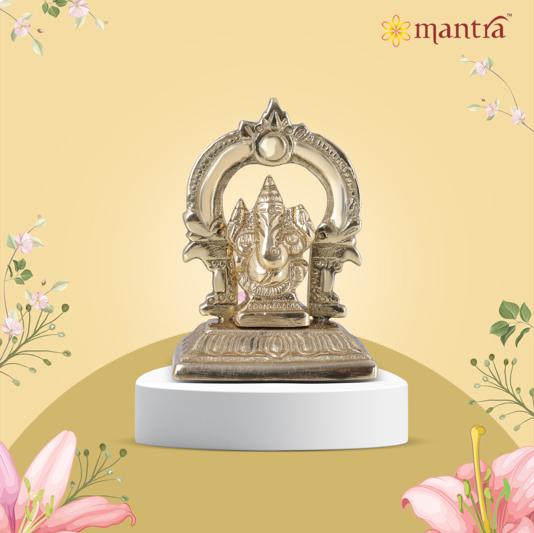 MANTRA DIVIT Pure Brass Made Ganesh Idol (Polished Lacquer Finish) (2 ...