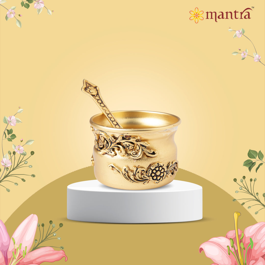 MANTRA MUKTI Panchapatra Set for Pooja | Brass Made Pancha Patram and ...